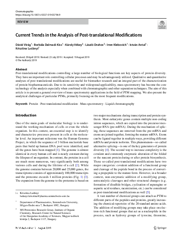 Pdf Current Trends In The Analysis Of Post Translational Modifications
