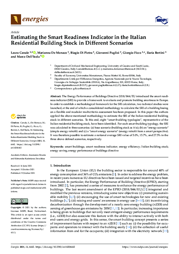 (PDF) Estimating the Smart Readiness Indicator in the Italian ...