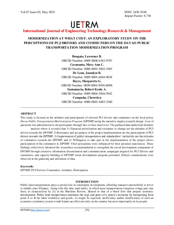 (PDF) Modernization at What Cost: An Exploratory Study on the ...