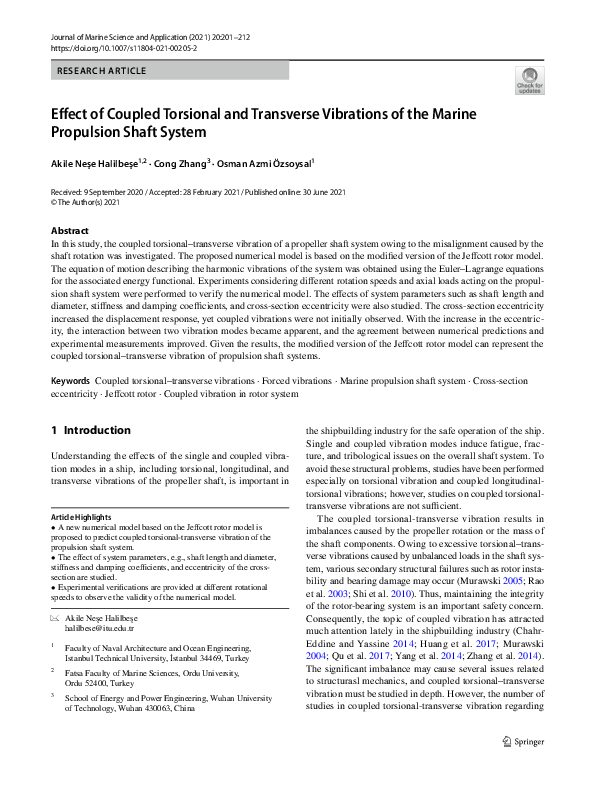 (PDF) Effect of Coupled Torsional and Transverse Vibrations of the ...