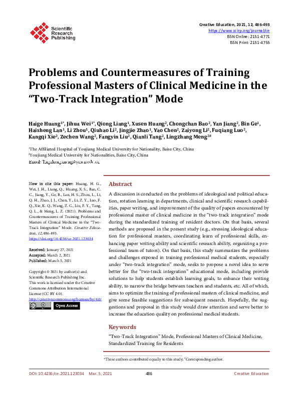 (PDF) Problems and Countermeasures of Training Professional Masters of ...