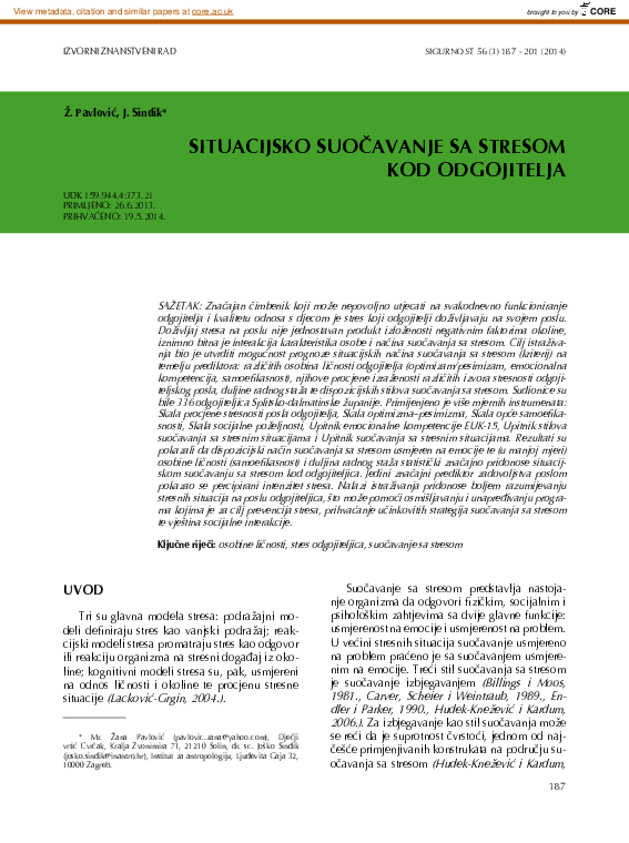 (PDF) Situational Coping with Stress Among Preschool Teachers | zana ...