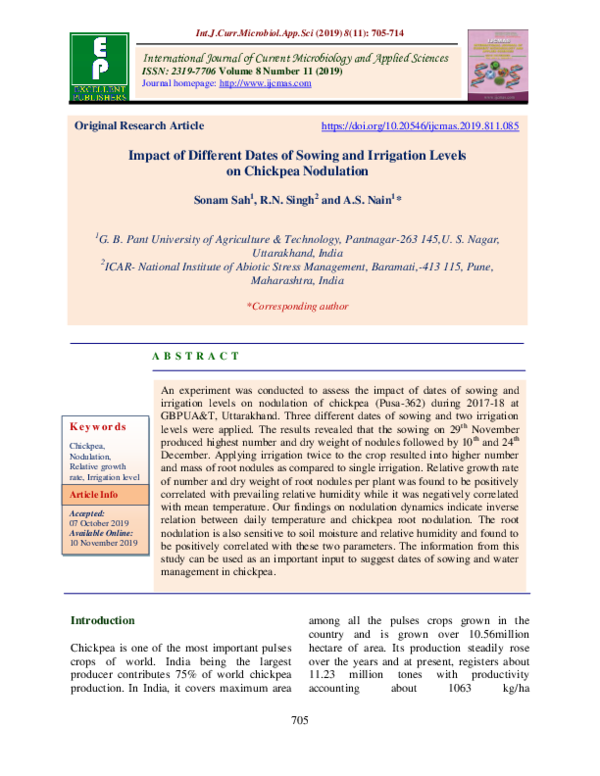 Pdf Impact Of Different Dates Of Sowing And Irrigation Levels On