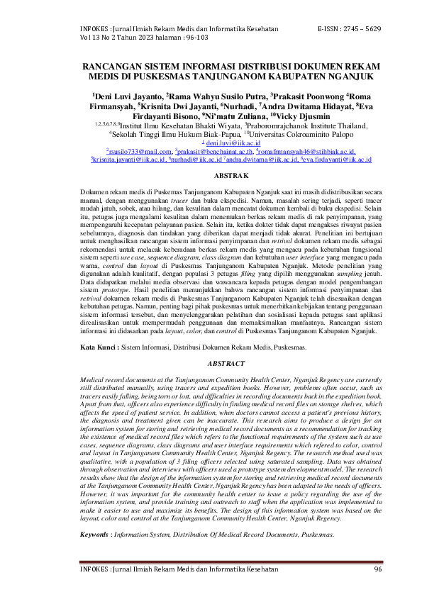 (PDF) Rancangan Sistem Informasi Distribusi Dokumen Rekam Medis DI Puskesmas Tanjunganom ...