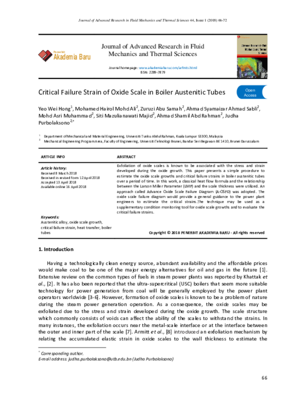 (PDF) Critical Failure Strain of Oxide Scale in Boiler Austenitic Tubes