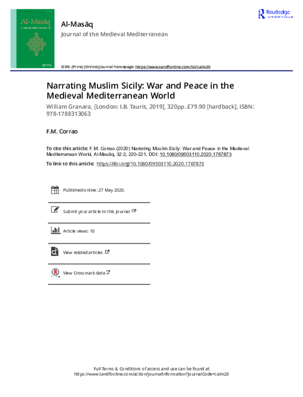 (PDF) Narrating Muslim Sicily: War and Peace in the Medieval ...