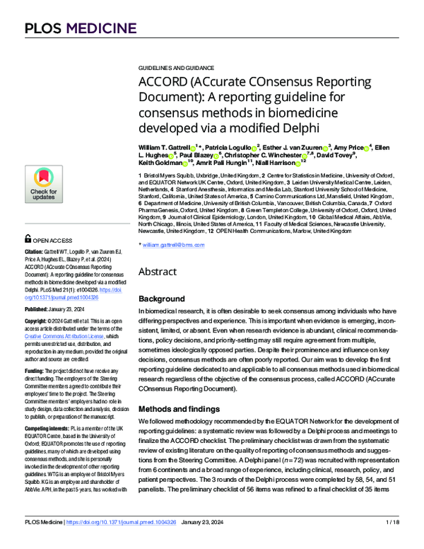 (PDF) ACCORD (ACcurate COnsensus Reporting Document): A reporting ...