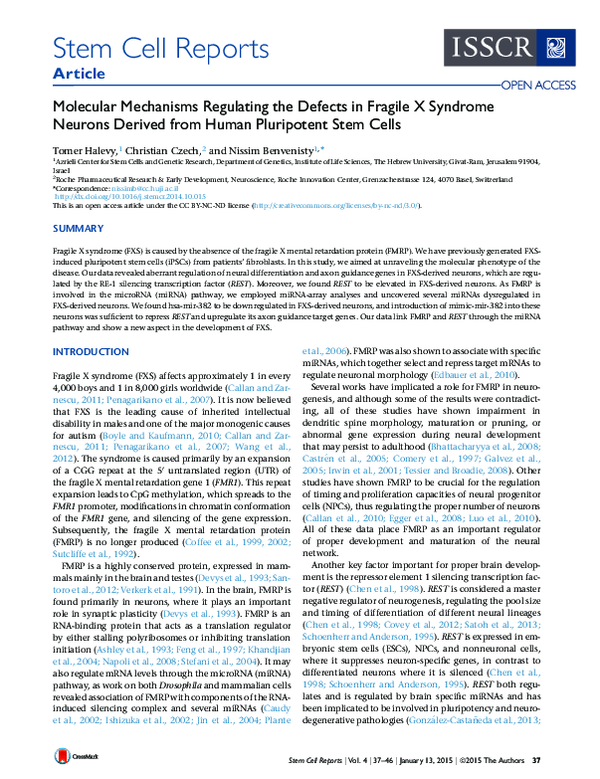 (PDF) Molecular mechanisms regulating the defects in fragile x syndrome ...