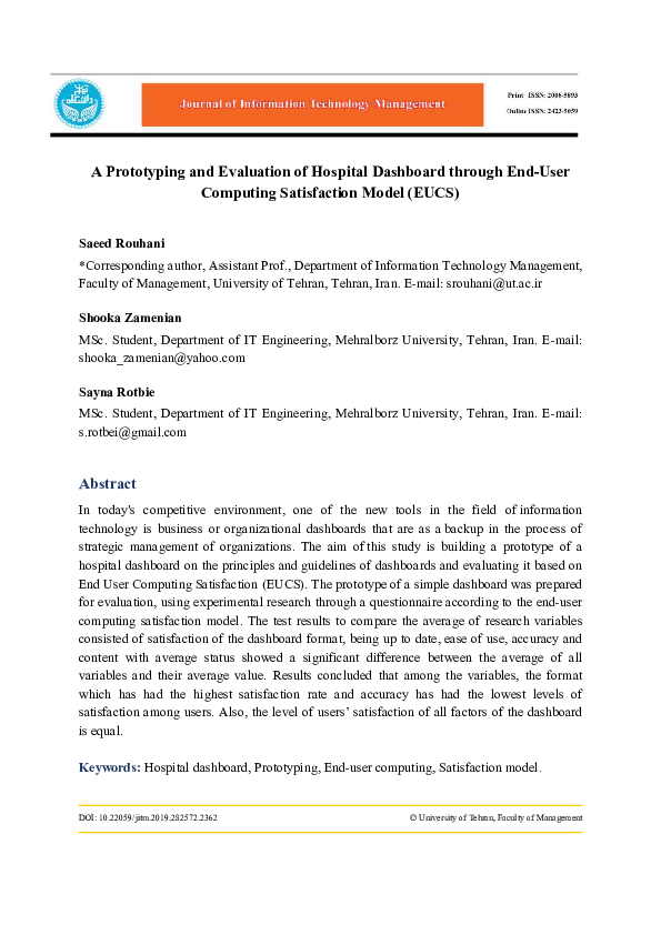 Pdf A Prototyping And Evaluation Of Hospital Dashboard Through End