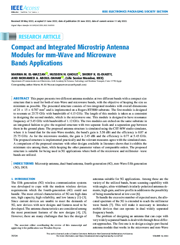 (PDF) Compact and Integrated Microstrip Antenna Modules for mm-Wave and ...
