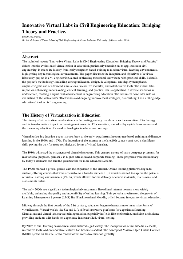 Pdf Innovative Virtual Labs In Civil Engineering Education Bridging