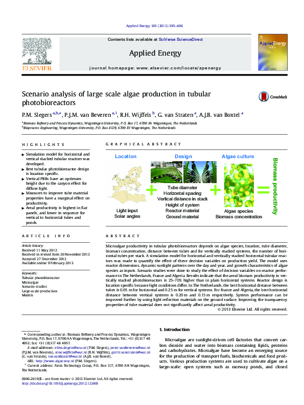(PDF) Scenario analysis of large scale algae production in tubular photobioreactors