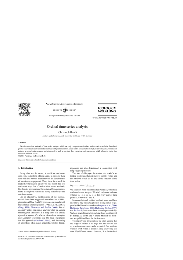Pdf Ordinal Time Series Analysis
