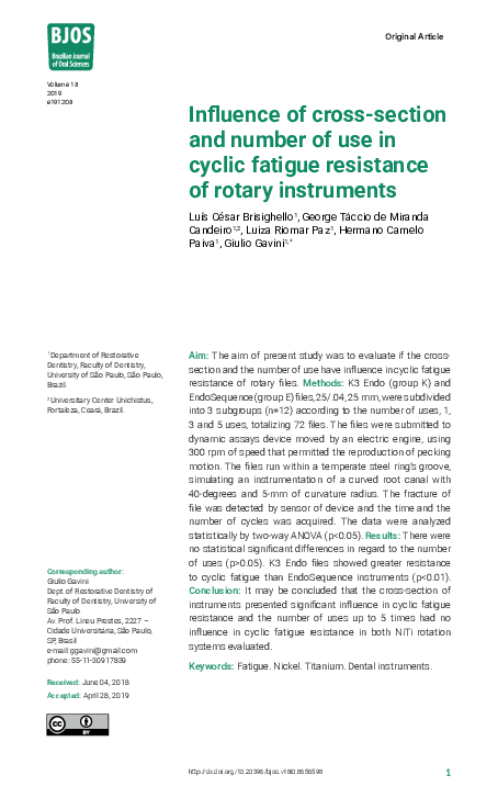 (PDF) Influence of cross-section and number of use in cyclic fatigue ...