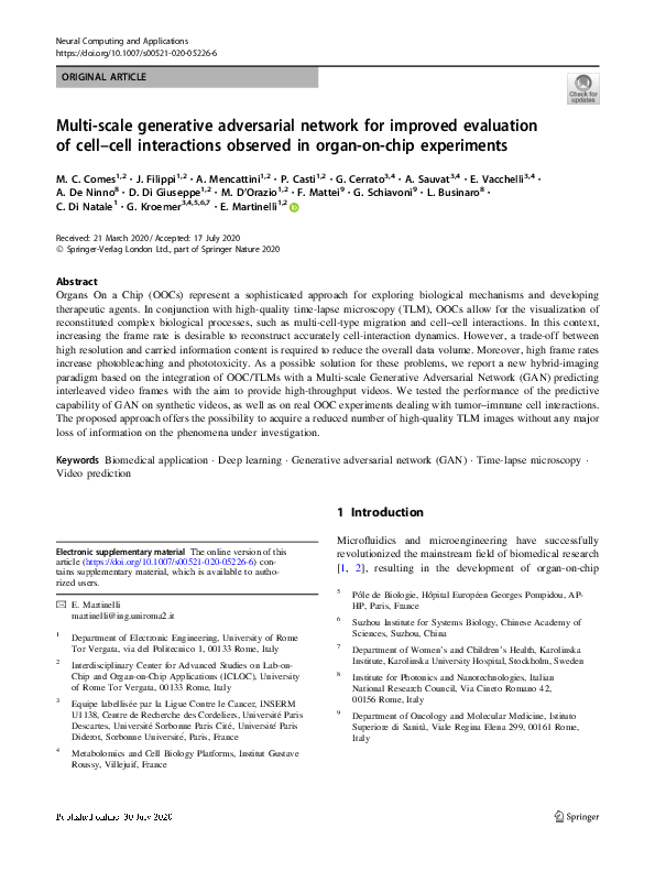 Pdf Multi Scale Generative Adversarial Network For Improved Evaluation Of Cell Cell