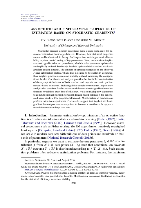 Pdf Asymptotic And Finite Sample Properties Of Estimators Based On