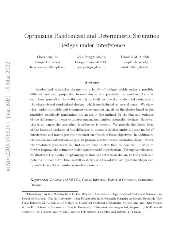 (PDF) Optimizing Randomized and Deterministic Saturation Designs under ...