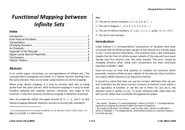 (PDF) Functional Mapping Between Infinite sets