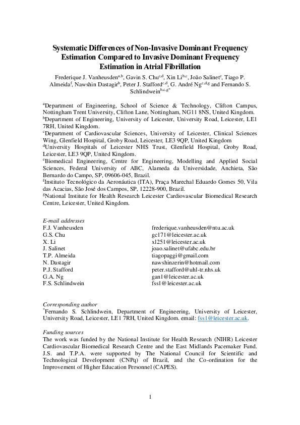 Pdf Systematic Differences Of Non Invasive Dominant Frequency Estimation Compared To Invasive