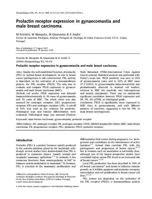 (PDF) Prolactin receptor expression in gynaecomastia and male breast ...