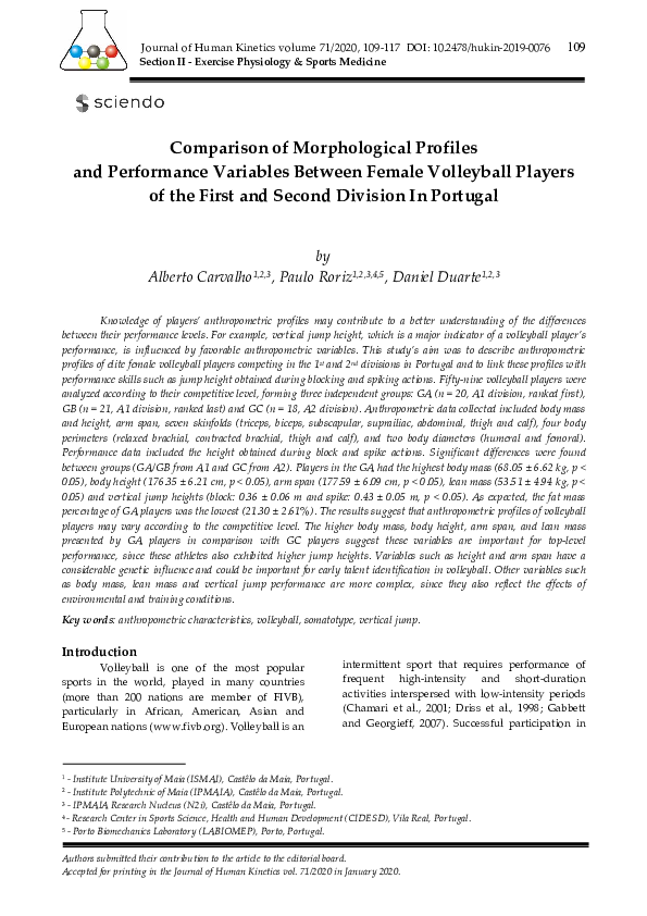 (PDF) Comparison of Morphological Profiles and Performance Variables ...