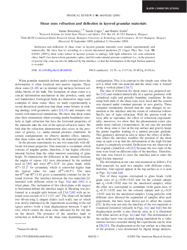 (PDF) Shear zone refraction and deflection in layered granular materials