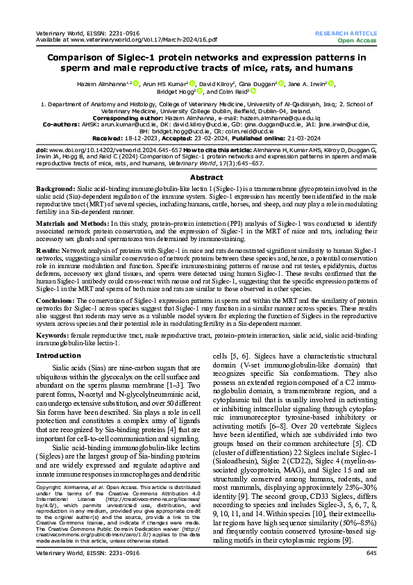 (PDF) Comparison of Siglec-1 protein networks and expression patterns ...