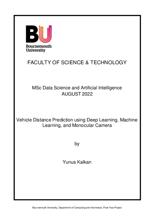 Pdf Vehicle Distance Prediction Using Deep Learning Machine Learning