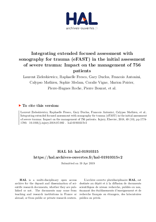 (PDF) Integrating extended focused assessment with sonography for ...