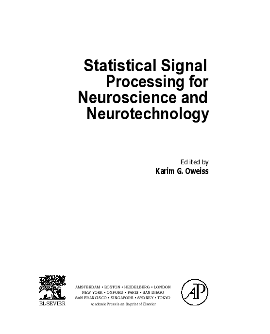 (PDF) Statistical Signal Processing for Neuroscience and Neurotechnology