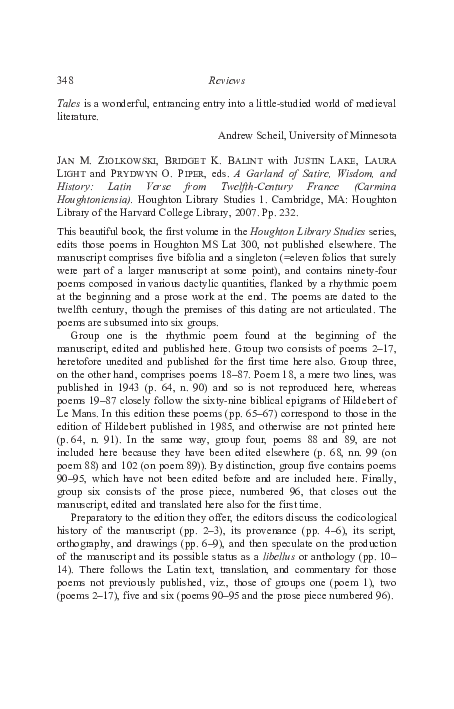 (PDF) Jan M. Ziolkowski, Bridget K. Balint with Justin Lake, Laura ...