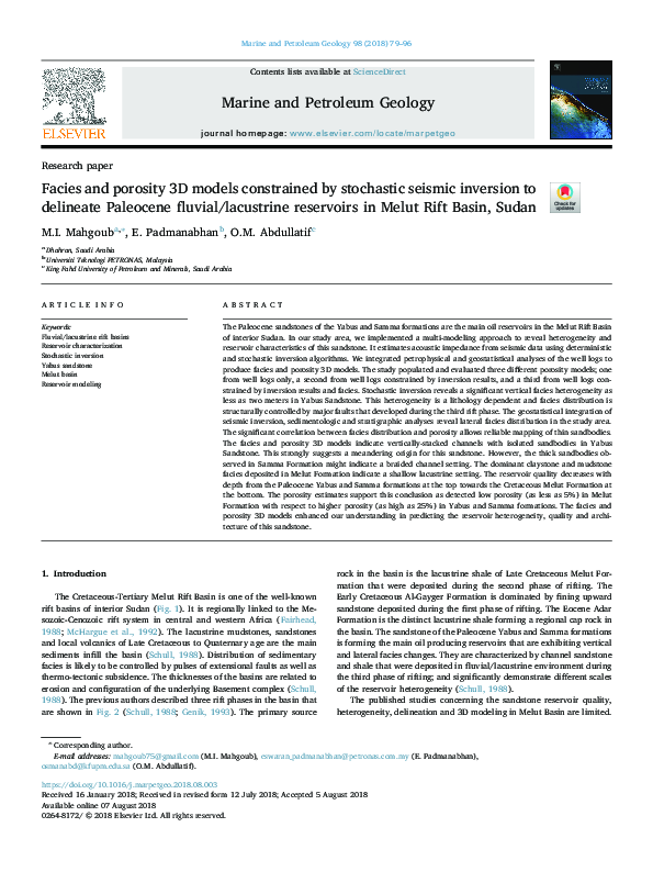 (PDF) Facies and porosity 3D models constrained by stochastic seismic inversion to delineate ...