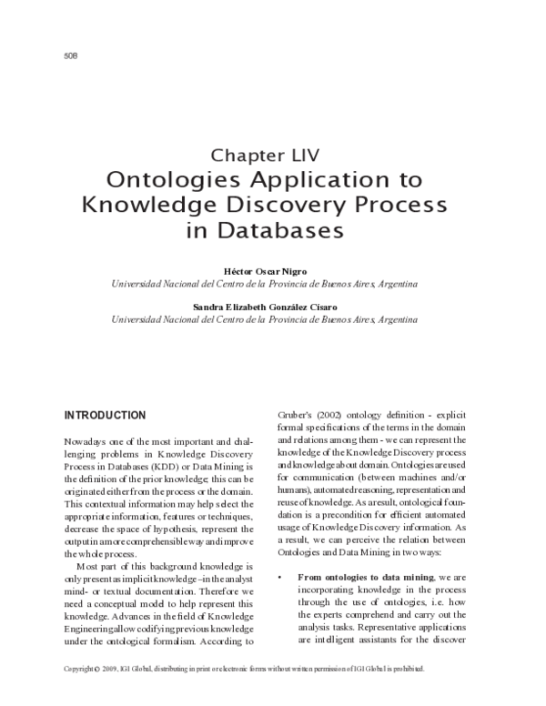 (PDF) Ontologies Application to Knowledge Discovery Process in Databases