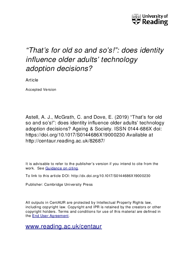 (PDF) ‘That's for old so and so's!’: does identity influence older ...