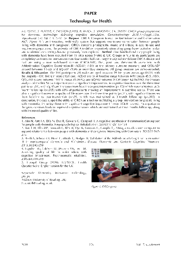 (PDF) CIRCA group programme for dementia: technology delivering ...