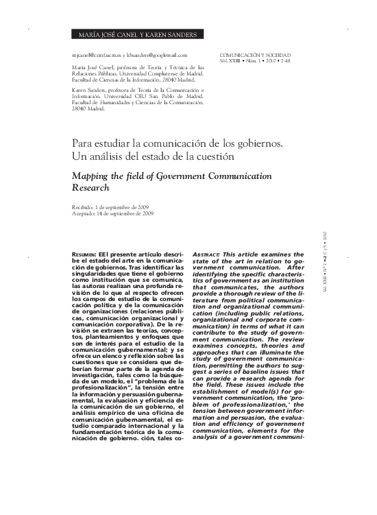 (PDF) Mapping the field of Government Communication Research