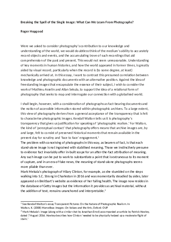 (PDF) Breaking the Spell of the Single Image: What Can We Learn From ...