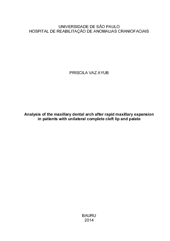 (PDF) Analysis of the maxillary dental arch after rapid maxillary ...