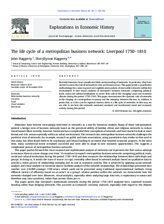 (PDF) The life cycle of a metropolitan business network: Liverpool 1750 ...