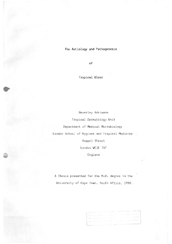 (PDF) The aetiology and pathogenesis of tropical ulcer
