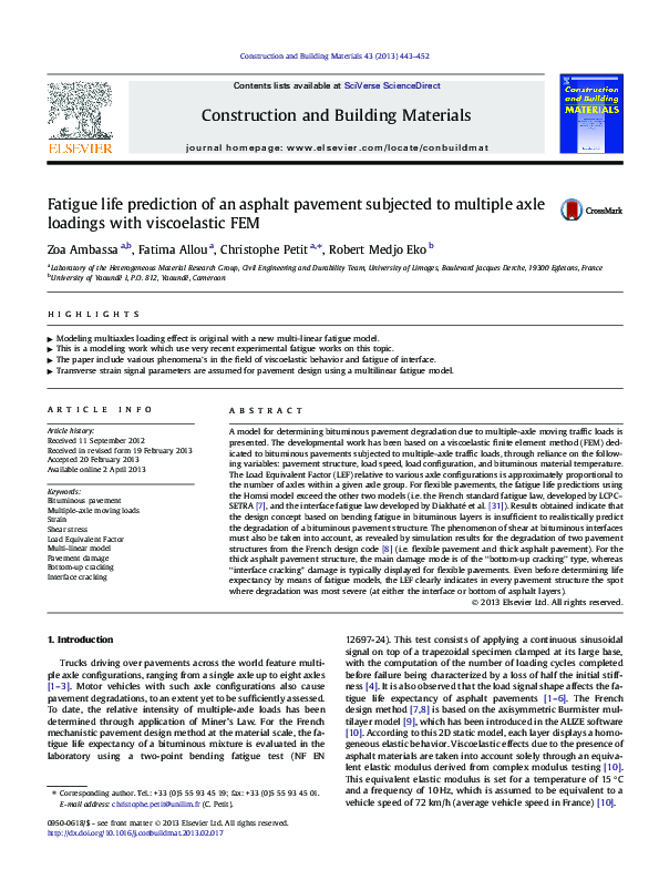 (PDF) Fatigue life prediction of an asphalt pavement subjected to ...