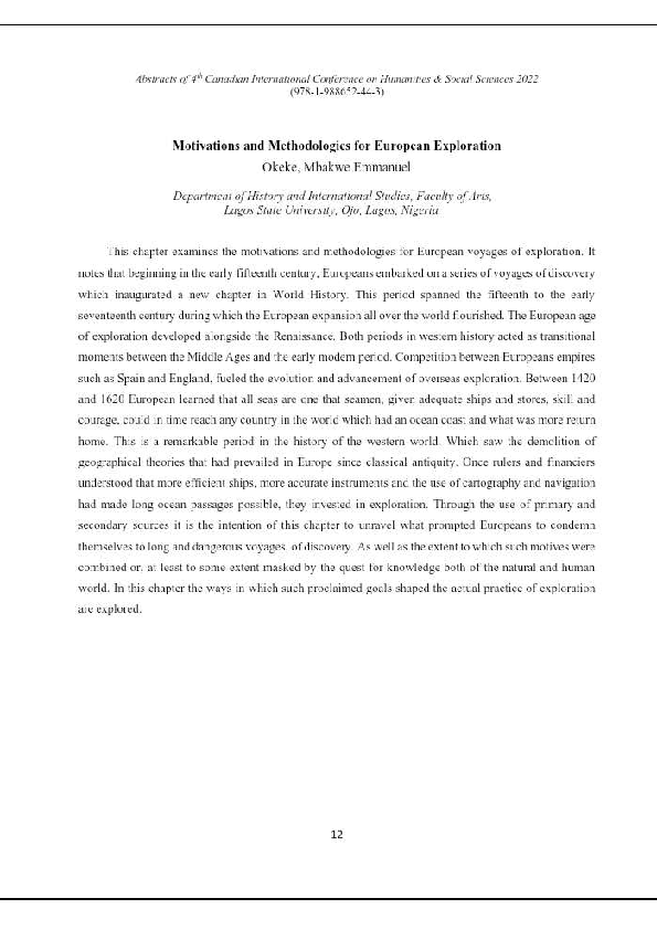 (PDF) Motivations and Methodologies for European Exploration