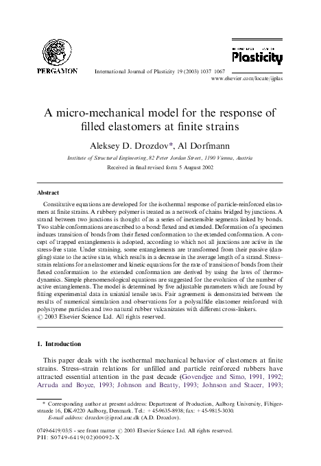 (PDF) A micro-mechanical model for the response of filled elastomers at finite strains
