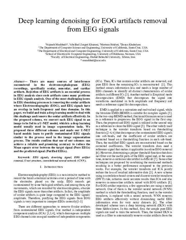 (PDF) Deep learning denoising for EOG artifacts removal from EEG signals