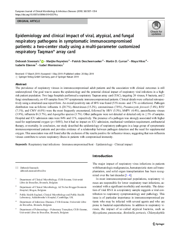 (PDF) Epidemiology and clinical impact of viral, atypical, and fungal ...