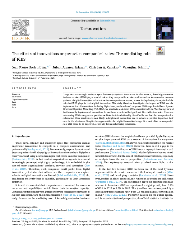 (PDF) The effects of innovations on peruvian companies' sales: The ...