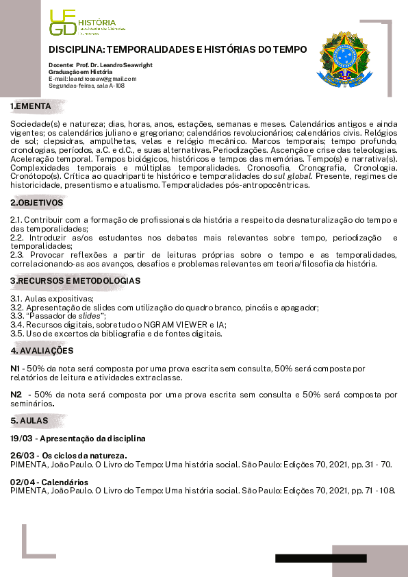 (PDF) TEMPORALIDADES E HISTORIAS DO TEMPO