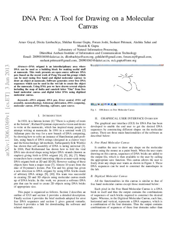 (PDF) DNA Pen: A Tool for Drawing on a Molecular Canvas
