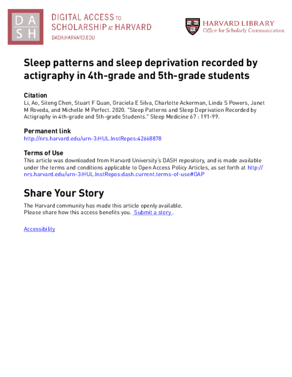 (PDF) Sleep patterns and sleep deprivation recorded by actigraphy in ...