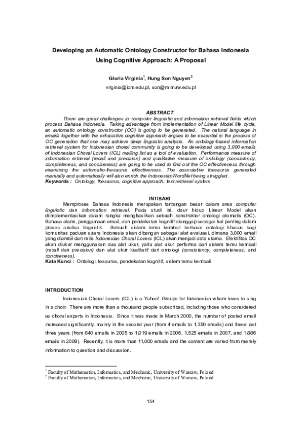(PDF) Developing an automatic ontology constructor for bahasa indonesia using cognitive approach ...